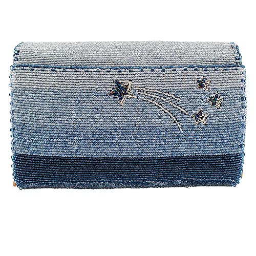 Mary Frances Solar System Beaded Sun and Moon Crossbody Clutch Handbag, Blue