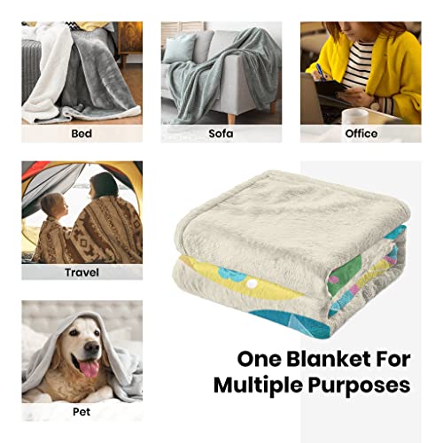 FJPT Happy Easter Colorful Eggs Throw Blanket Flannel Fleece Spring Cute Blankets Soft Luxury Cozy Warm for Living Room Bedroom Sofa Couch (40" x 50")