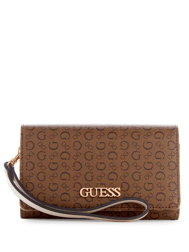 GUESS Factory Women's Julie Phone Organizer Wallet Cocoa Multi