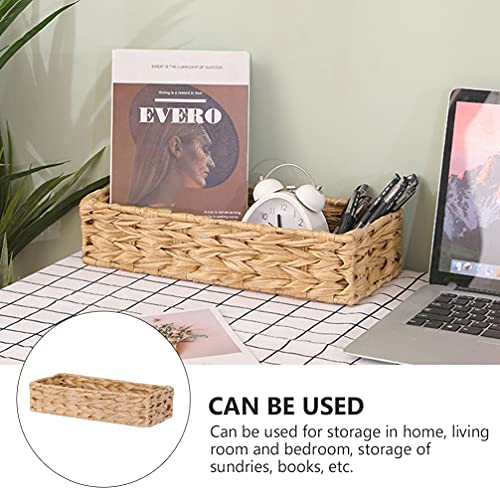 Cabilock Woven Storage Basket Desktop Sundries Organizer Books Box Container Home Decorative Wicker Baskets