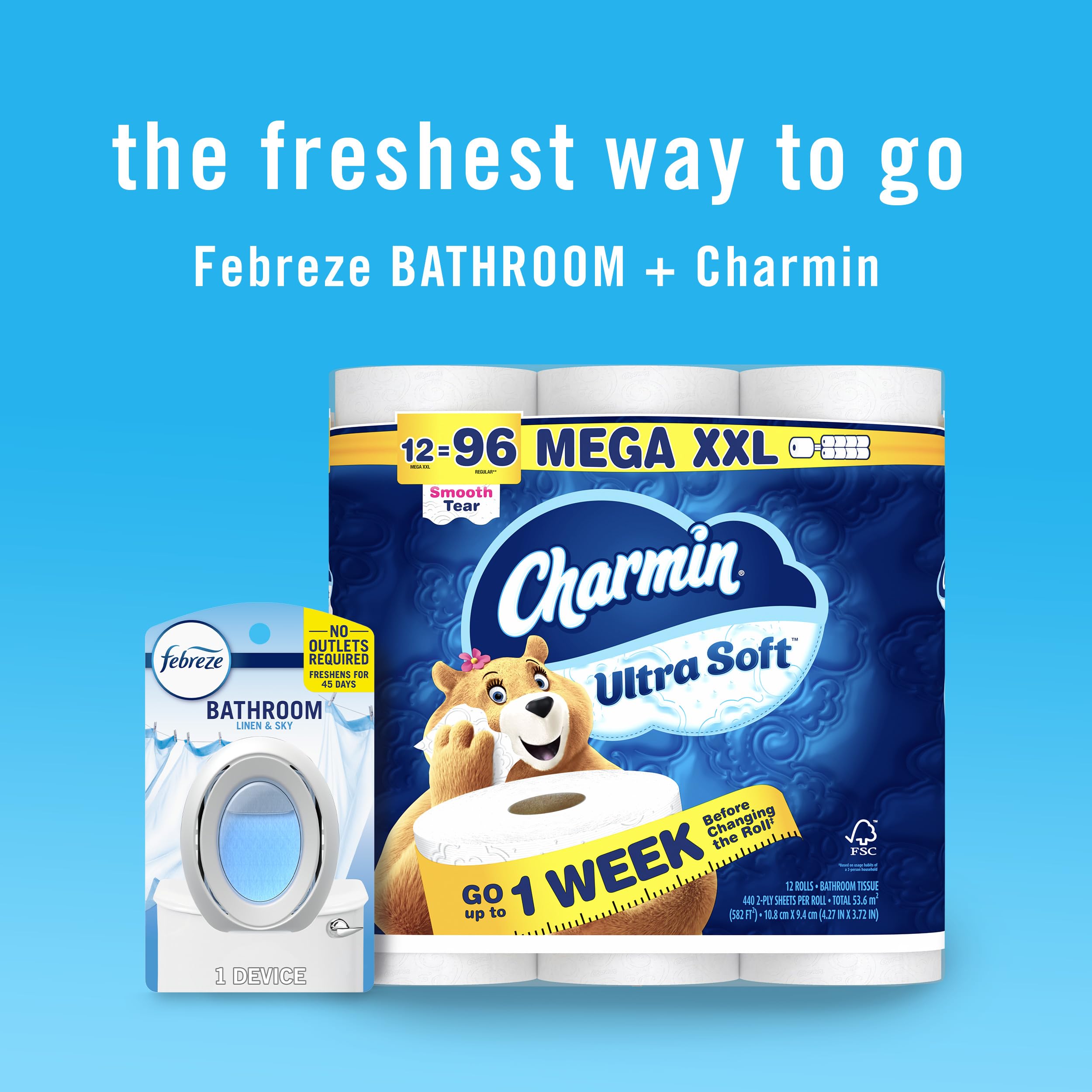 Febreze Small Spaces Air Freshener, Plug in Alternative for Home, Linen & Sky, Odor Fighter for Strong Odor (4 Count)