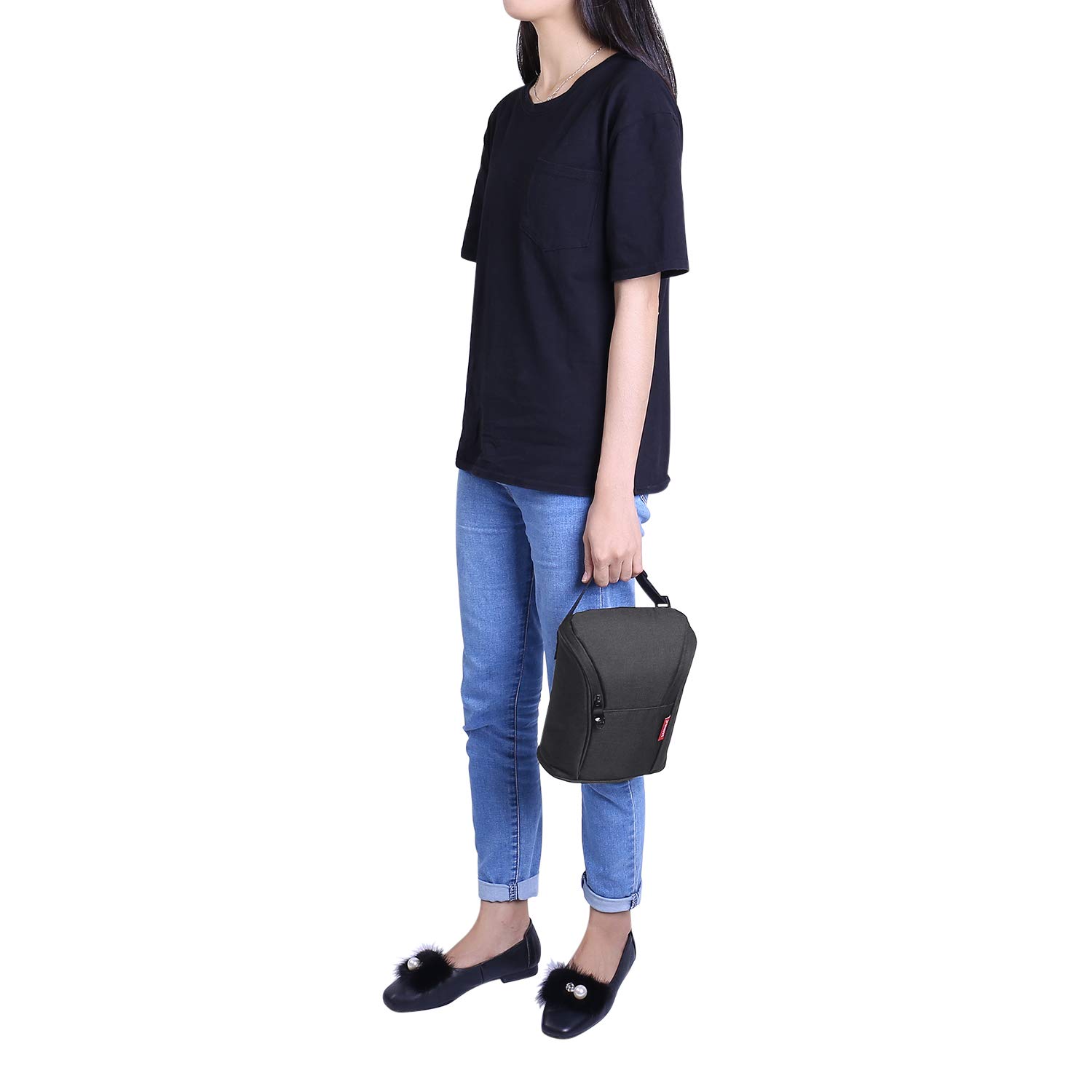Lightweight Insulated Mini Lunch Bag,Cooler Lunch Box For Women,Men , Compact Lunch Pail for Office Black.¡