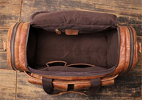 LHLLHL Retro Frosted Leather Hand Luggage Bag Leather Men's Shoulder Messenger Bag for Short Trips Travel Bags (Color : White-Patch Five-Pointed star4)