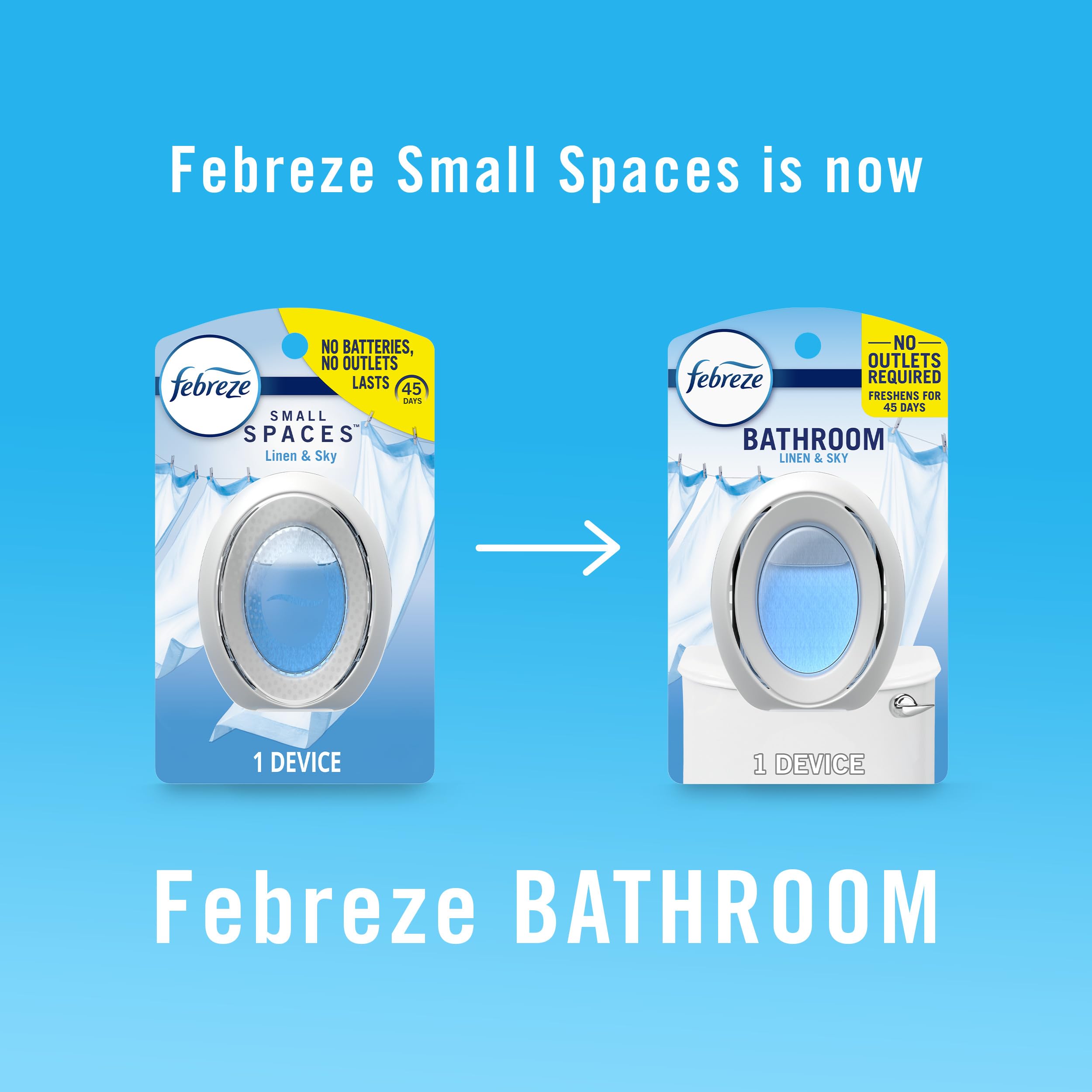 Febreze Small Spaces Air Freshener, Plug in Alternative for Home, Linen & Sky, Odor Fighter for Strong Odor (4 Count)