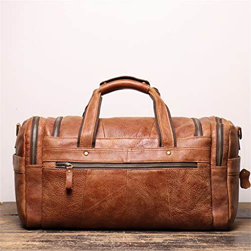 LHLLHL Retro Frosted Leather Hand Luggage Bag Leather Men's Shoulder Messenger Bag for Short Trips Travel Bags (Color : White-Patch Five-Pointed star4)