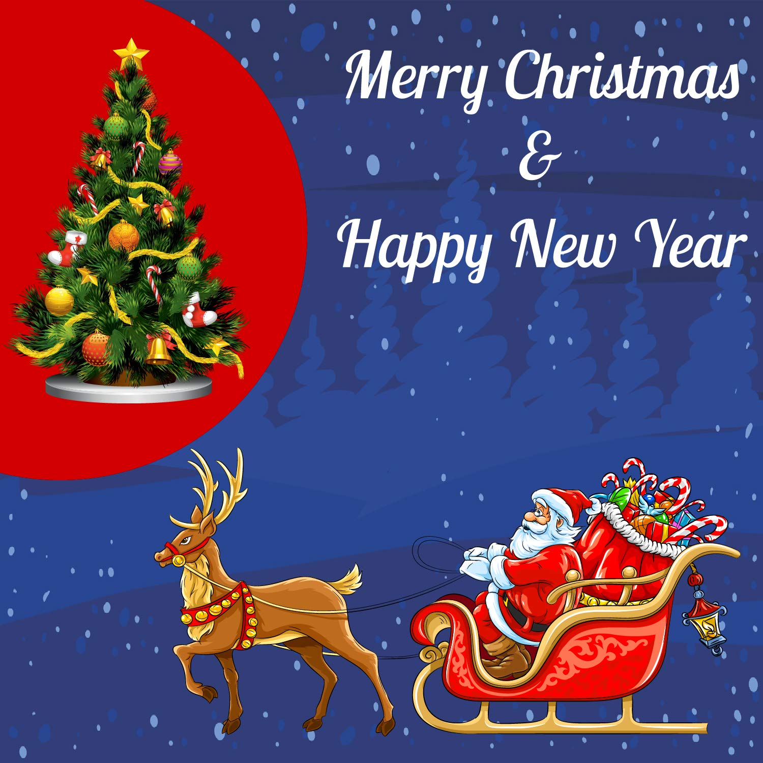 BANNER BUZZ MAKE IT VISIBLE Merry Christmas & Happy New Year Banner, Heavy Duty 11 Oz Vinyl, Holiday Christmas Tree Santa Decorative Sign, Metal Grommets & Hemmed Edges, Perfect for Indoor Outdoor Home Decor (8' X 3')
