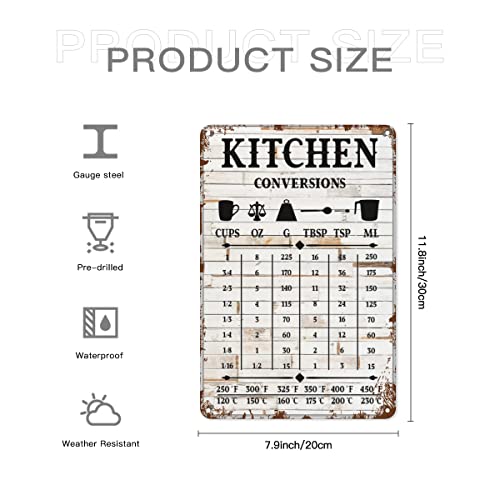 Jzzang Funny Kitchen Quote Metal Tin Sign Wall Decor, Farmhouse Rustic Kitchen Conversions Sign for Home Decor Gifts 8x12 Inch