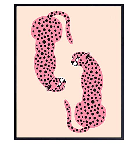 Cheetah Print Wall Decor - Cheetah Wall Art - Aesthetic Room Decor - Minimalist Mid-century Modern Wall Art & Decor - Leopard Home Decor - Pink Teens Little Girls Women Bedroom Decor UNFRAMED 8X10