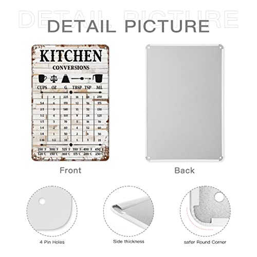 Jzzang Funny Kitchen Quote Metal Tin Sign Wall Decor, Farmhouse Rustic Kitchen Conversions Sign for Home Decor Gifts 8x12 Inch