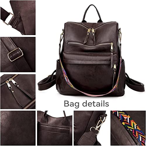 Leather Backpack Purse for Women PU Leather Medium Size Backpack Fashion Anti Theft Handbags and Shoulder Bag Travel Bags, Gray, One Size