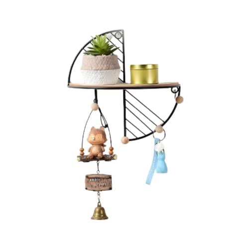 Westville Floating Shelves - Metal Wire Rounded Wall Shelves with Solid Wood Board - Decorative Storage Shelves for Room Decor, Home Decor, Bedroom & Office (4" D x 10" W x 10" H)