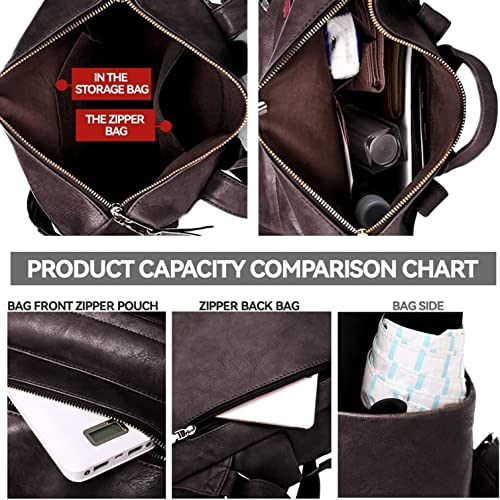 Leather Backpack Purse for Women PU Leather Medium Size Backpack Fashion Anti Theft Handbags and Shoulder Bag Travel Bags, Gray, One Size