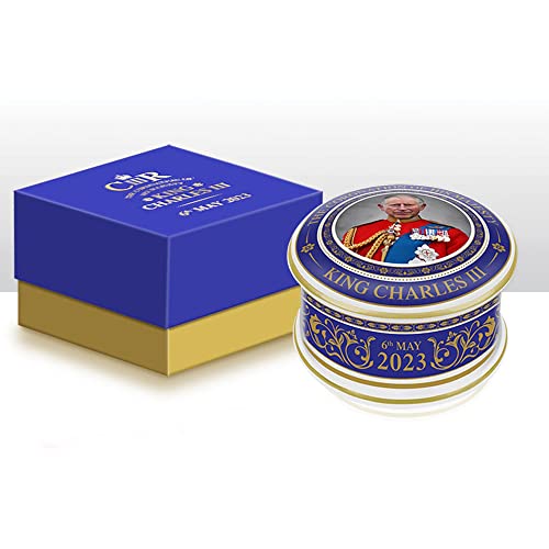 Elgate King Charles III Coronation Round Trinket Box Commemorative Memorabilia Ceramic Pot Souvenirs Gift