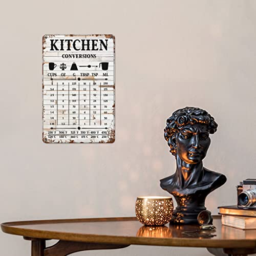 Jzzang Funny Kitchen Quote Metal Tin Sign Wall Decor, Farmhouse Rustic Kitchen Conversions Sign for Home Decor Gifts 8x12 Inch