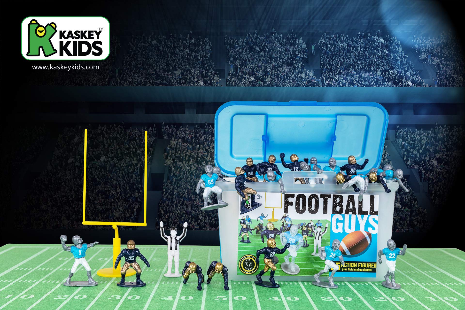 Kaskey Kids Football Guys – Navy/Light Blue Inspires Kids Imaginations with Endless Hours of Creative, Open-Ended Play – Includes 2 Teams & Accessories – 28 Pieces in Every Set!