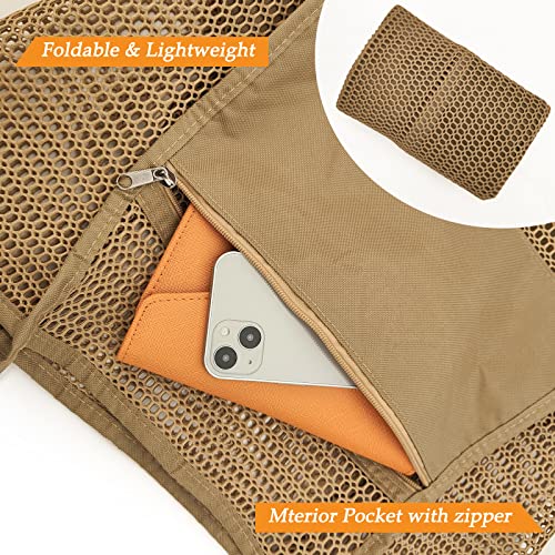 Felomdep Large Mesh Beach Tote Bag for Women,Shoulder Bag, Nylon Pool Bag, Hobo Bag for Beach Travel Shopping,Brown