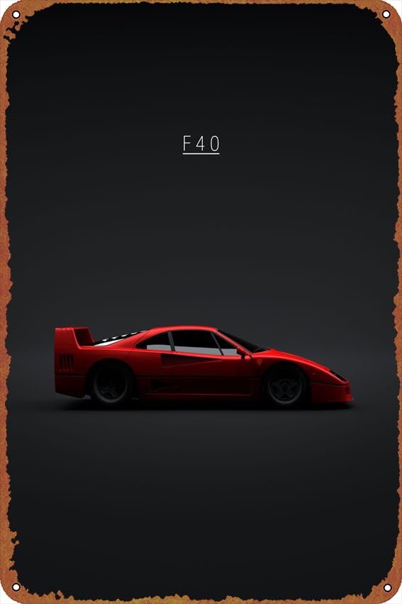 1987 Ferrari F40 Sports posters Metal Sign Tin Metal Retro Wall Decor for Home,Street,Gate,Bars,Club