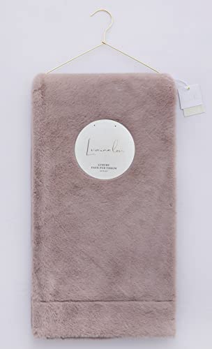Lumina Lou Solid Faux Fur Throw Blanket- Bed & Sofa Faux Fur / Solid Mink Reversible Throw for Home Décor- Double-Sided, Ultra-Soft, Warm & Lightweight Throw Blanket, 50x60, Taupe