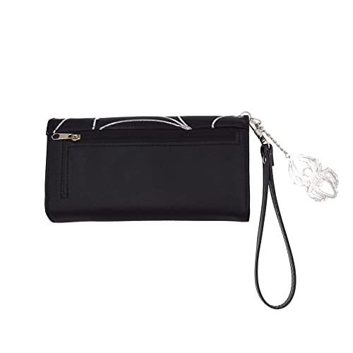kreepsville 666 Elvira Women’s Spiderweb Flap Trifold Wristlet Wallet Macabre Mobile Silver Edition Clutch