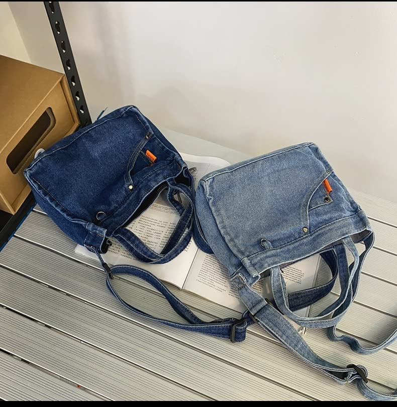 GESALOP Women's Denim Crossbody Bag, Small Shoulder Bag, Denim Purse, Handbag (Light blue)