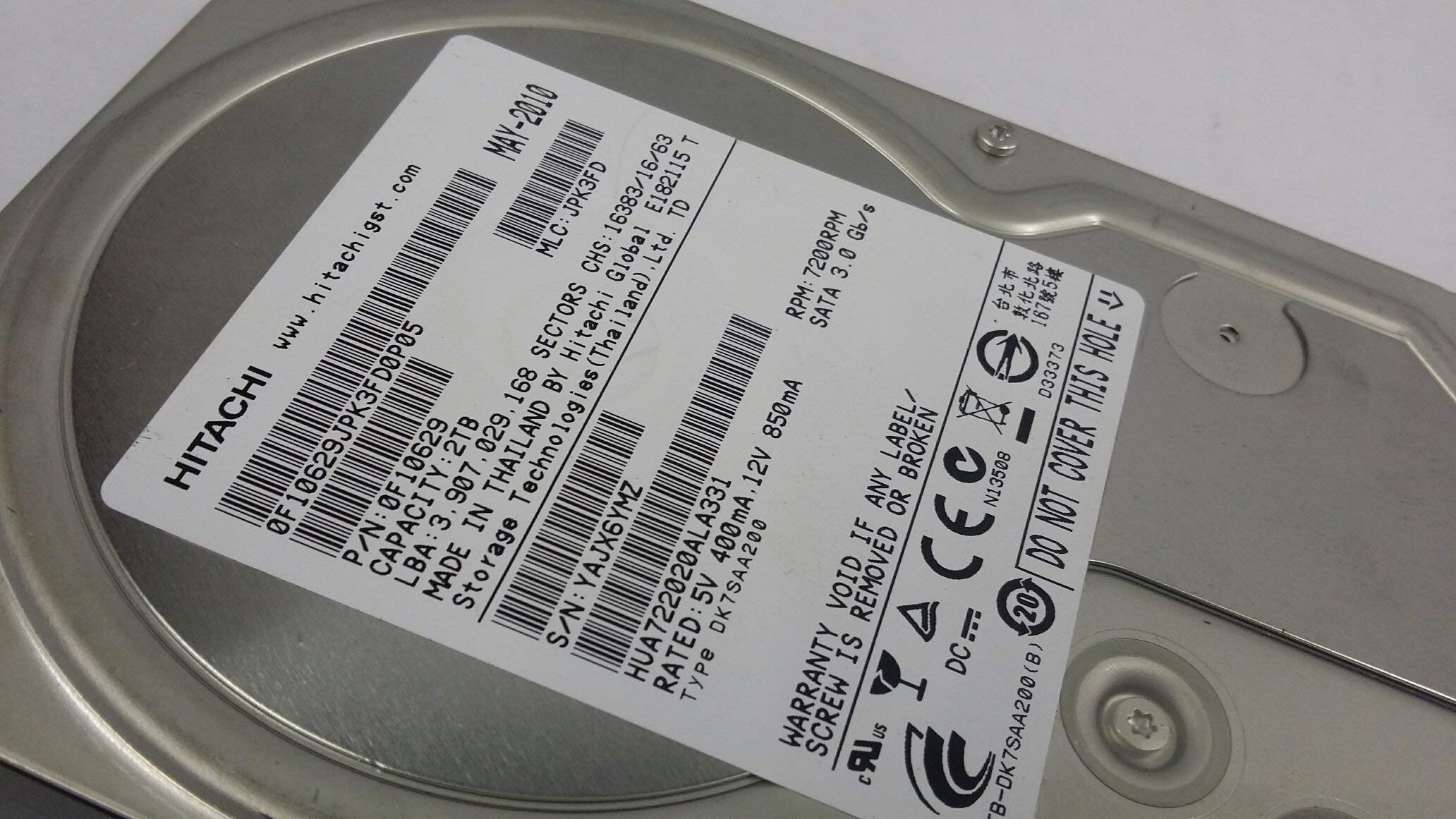 Hitachi 0F10939 2TB 7200RPM SATA 3Gb/s 3.5" 32MB Buffer Hard Disk Drive (Renewed)