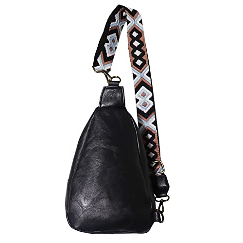 Sling Bag for Women PU Leather Crossbody Plush Splicing Satchel Chest Daypack Shoulder Backpack Cycling Hiking Travel