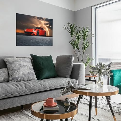 Car Poster Ferrari F40 Supercar Posters Racing Car Canvas Wall Art For Boy's Bedroom SuperCar Wall Decor Frame-style 18x12inch(45x30cm)