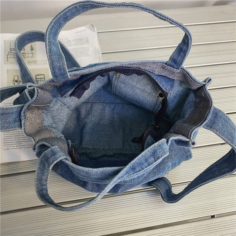 GESALOP Women's Denim Crossbody Bag, Small Shoulder Bag, Denim Purse, Handbag (Light blue)
