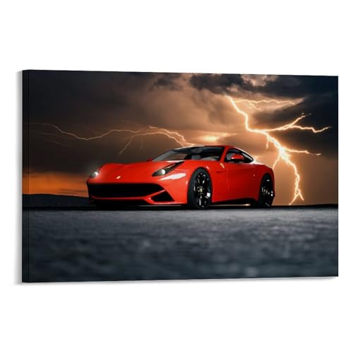 Car Poster Ferrari F40 Supercar Posters Racing Car Canvas Wall Art For Boy's Bedroom SuperCar Wall Decor Frame-style 18x12inch(45x30cm)