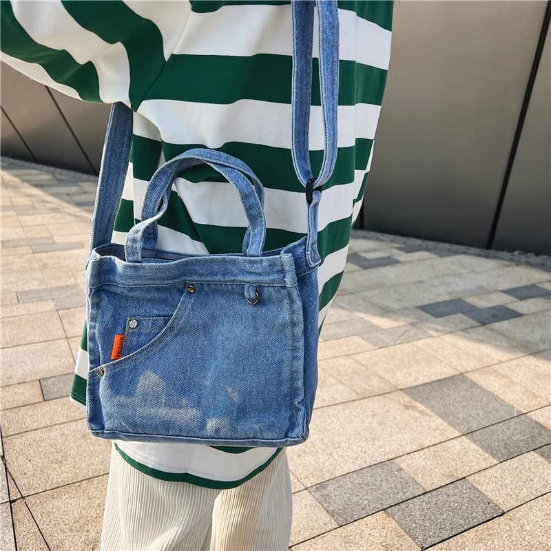 GESALOP Women's Denim Crossbody Bag, Small Shoulder Bag, Denim Purse, Handbag (Light blue)