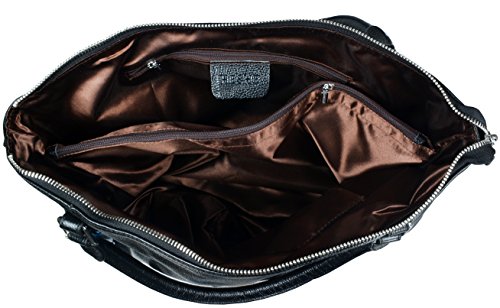 HESHE Women’s Leather Purses and Handbags Shoulder Bag Tote Top Handle Bags Designer Cross Body Satchel (Black-R024)