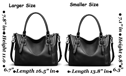HESHE Women’s Leather Purses and Handbags Shoulder Bag Tote Top Handle Bags Designer Cross Body Satchel (Black-R024)