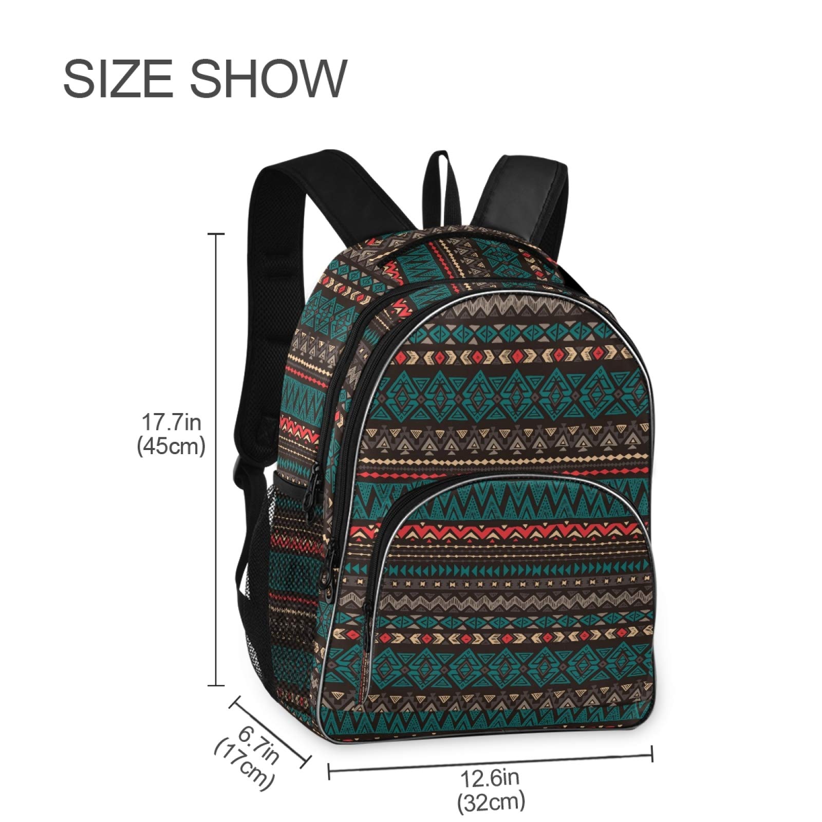 ALAZA Dark Color Ethnic Aztec Abstract Geometric Print Backpack Daypack Laptop Work Travel College Bag for Men Women Fits 15.6 Inch Laptop