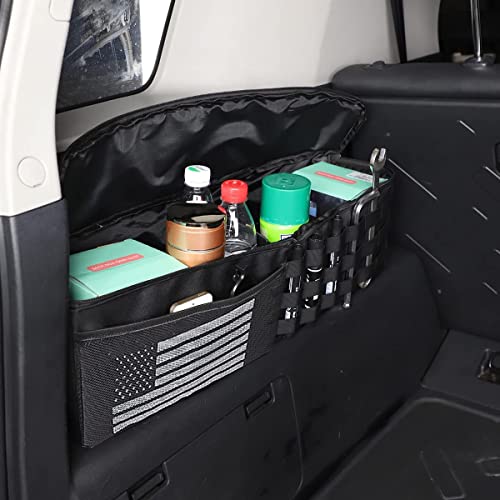 LLKUANG Trunk Organizer Tray Fit for Toyot@ FJ Cruiser 2007-2021 Oxford Cloth Multifunction Storage Box Rear Storage Organizer Multi-Compartment,1PCS (Black+American Flag, Left and Right)