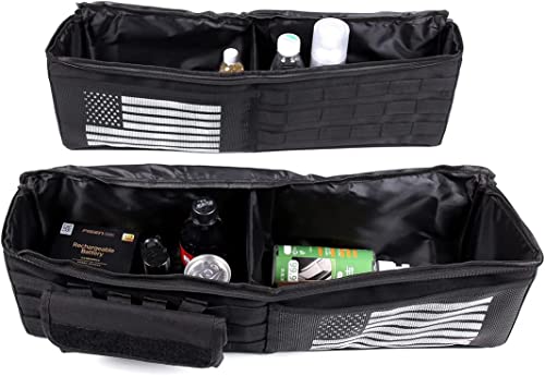 LLKUANG Trunk Organizer Tray Fit for Toyot@ FJ Cruiser 2007-2021 Oxford Cloth Multifunction Storage Box Rear Storage Organizer Multi-Compartment,1PCS (Black+American Flag, Left and Right)