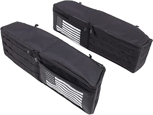 LLKUANG Trunk Organizer Tray Fit for Toyot@ FJ Cruiser 2007-2021 Oxford Cloth Multifunction Storage Box Rear Storage Organizer Multi-Compartment,1PCS (Black+American Flag, Left and Right)