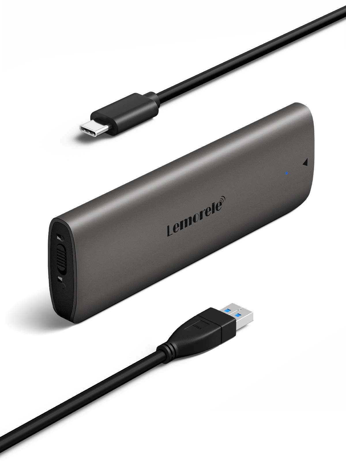 Lemorele M.2 NVMe SSD Enclosure Tool Free USB C External PCIe B+M/M-Key Hard Drive Enclosure 10Gbps USB 3.1 Gen 2 M.2 Reader Support Max 2TB w/UASP Trim, for 2230/2242 /2260/2280 SSDs, Aluminum