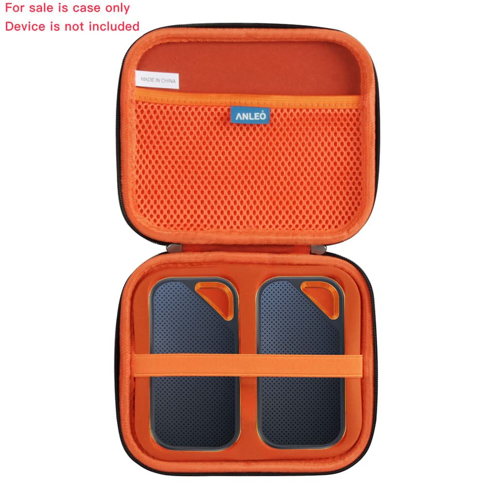 Anleo Hard Travel Case for SanDisk 500GB 1TB 2TB 4TB Extreme PRO Portable SSD (Black+Orange, Case for 2 Hard Drives)