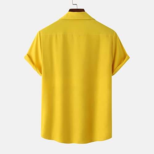 DUOWEI Athletic Long Sleeve Shirt Men Fitted Male Summer Hawaii Solid Shirt Short Sleeve Pocket Lapel Collar Button Shirt Big