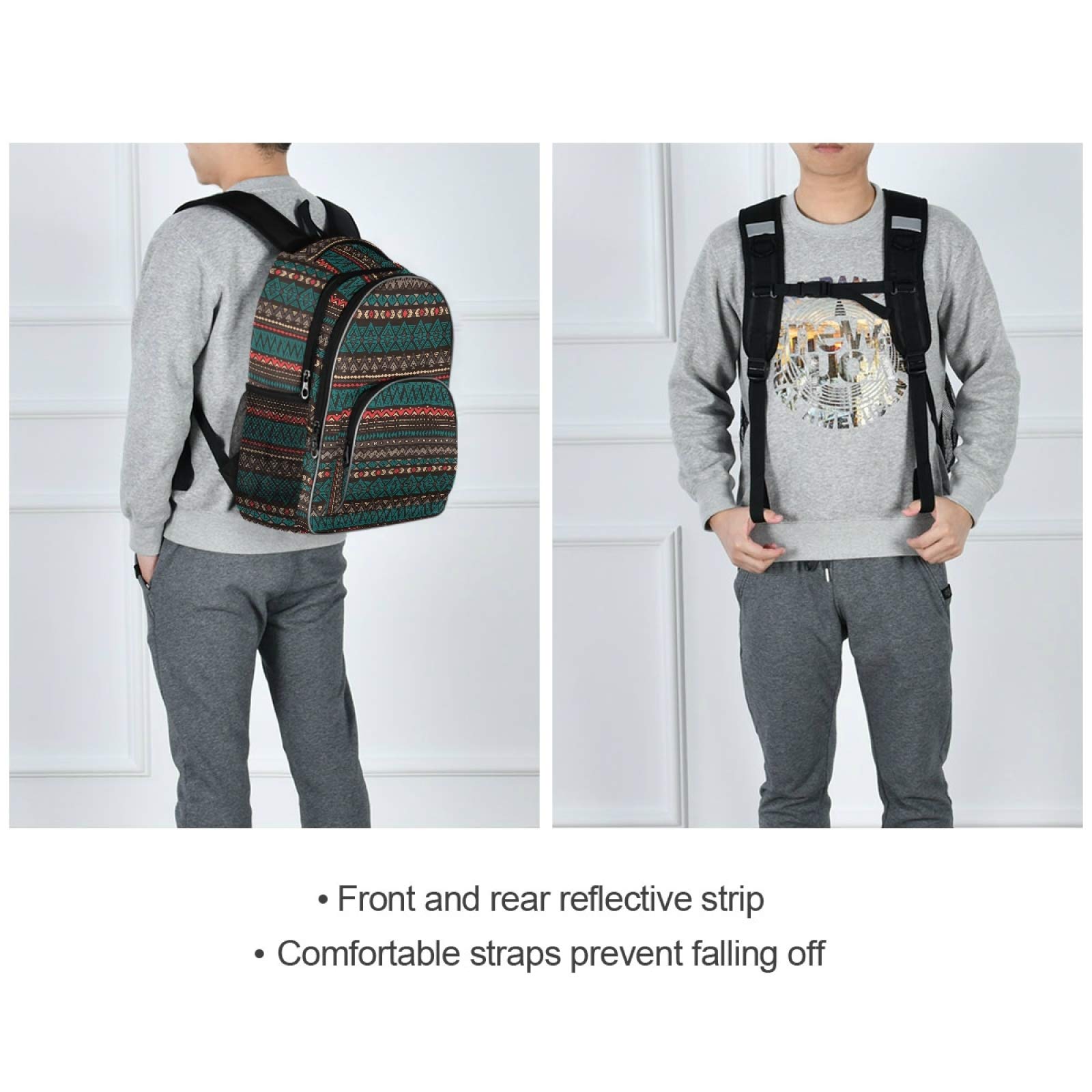 ALAZA Dark Color Ethnic Aztec Abstract Geometric Print Backpack Daypack Laptop Work Travel College Bag for Men Women Fits 15.6 Inch Laptop