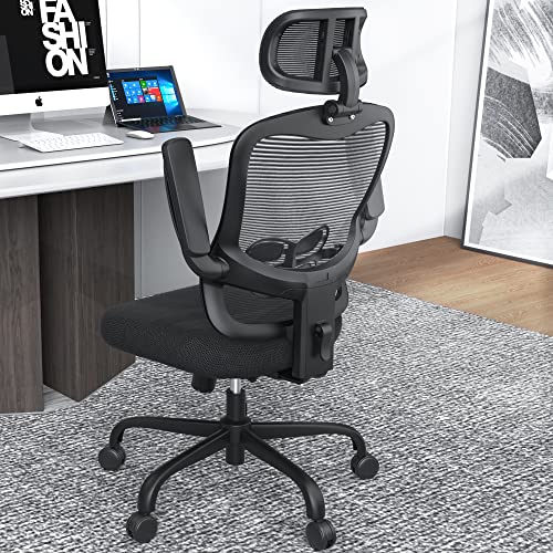 StayNow Ergonomic Office Desk Chair - Mesh Office Chair with Flip up Arms & Adjustable Back Height - Comfortable Computer Task Chairs with Lumbar Support for Small Spaces