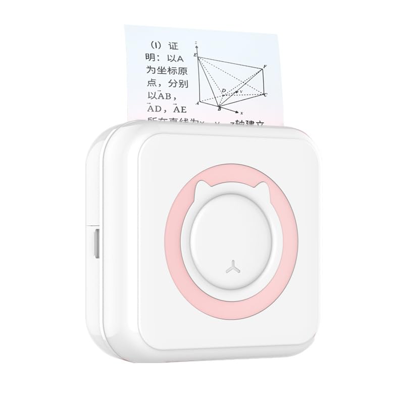 TZH C15 Inkless Mini Pocket Printer, iPhone Mobile Phone Mini Photo Portable Bluetooth Printer, Support iOSAndroid Smart Phone, with 3 Rolls of White Thermal Paper (Pink)