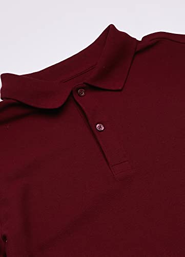 IZOD mens Long Sleeve Pique School Uniform Polo Shirt, Burgundy, 34-35 US