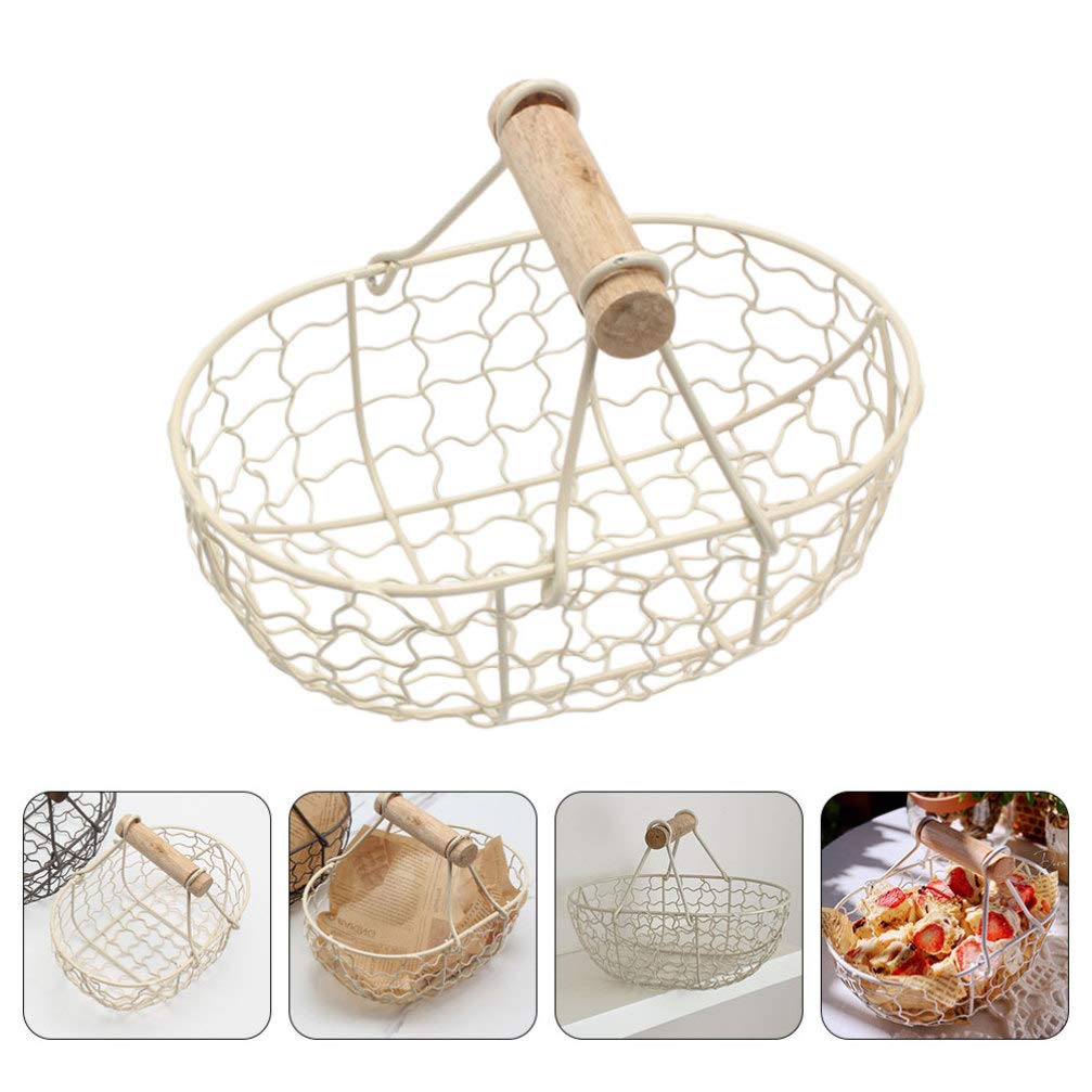 DOITOOL Wire Egg Container Eggs Wire Storage Basket with Handle Iron Art Eggs Tray Wire Fruit Storage Vegetables Container Eggs Holder for Kitchen Home Living Room Metal