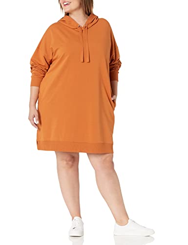 The Drop Women's Iona Long-Sleeve Hooded Mini Sweatshirt Dress, Adobe, 2X, Plus Size