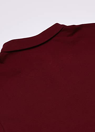 IZOD mens Long Sleeve Pique School Uniform Polo Shirt, Burgundy, 34-35 US
