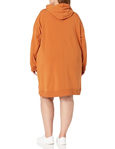 The Drop Women's Iona Long-Sleeve Hooded Mini Sweatshirt Dress, Adobe, 2X, Plus Size