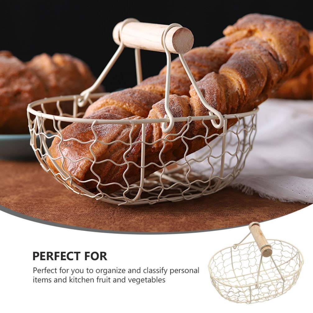 DOITOOL Wire Egg Container Eggs Wire Storage Basket with Handle Iron Art Eggs Tray Wire Fruit Storage Vegetables Container Eggs Holder for Kitchen Home Living Room Metal