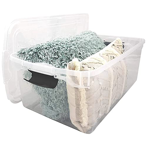HOMZ Multipurpose 66 Quart Clear Storage Container Tote Bins with Secure Latching Lids for Home or Office Organization (4 Pack)