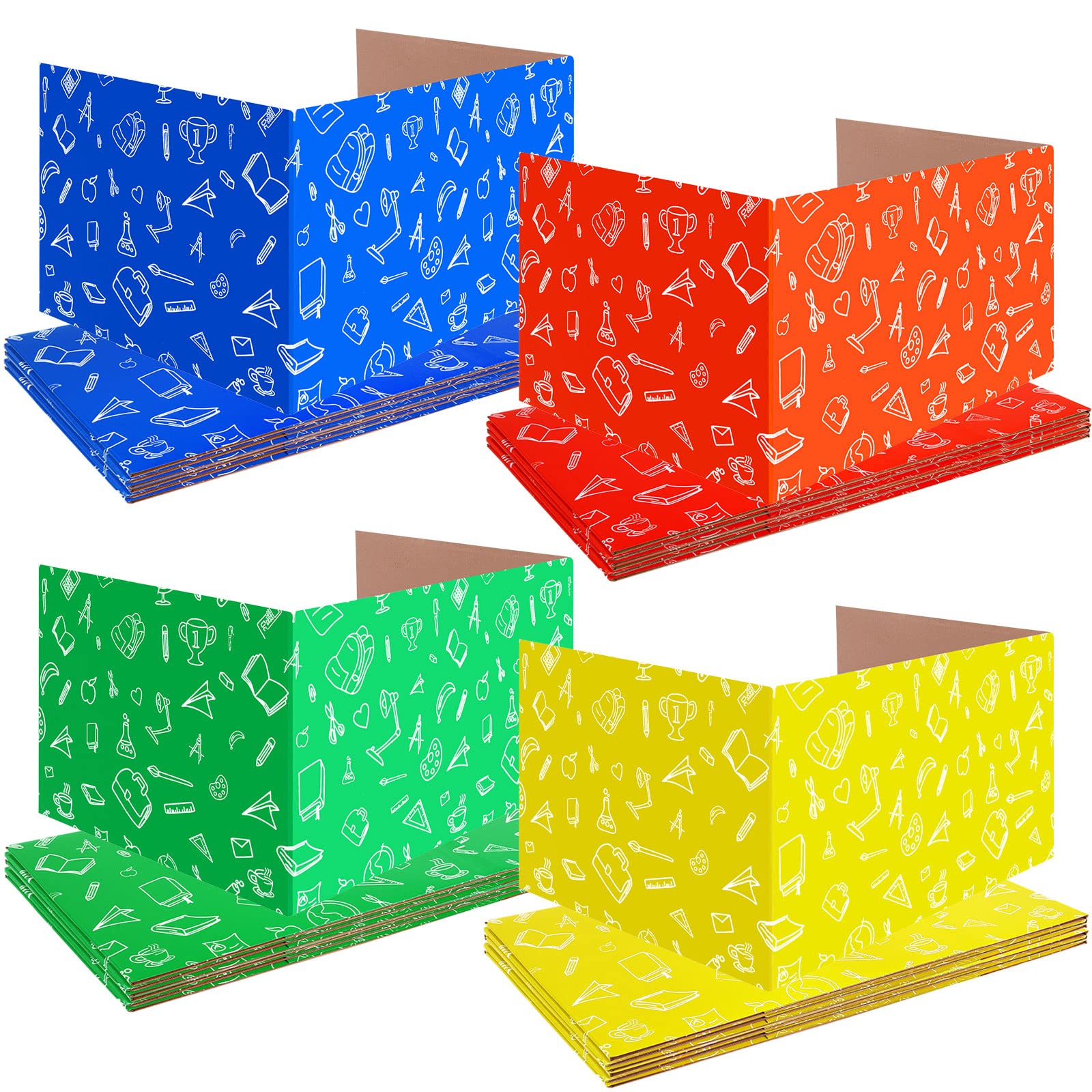 24 Pack Shields for Student Desks Test Desktop Dividers Cardboard Large Privacy Folders Classroom Testing Shields Trifold Standard Privacy Dividers Shield for School Office, 12 x 54 Inch